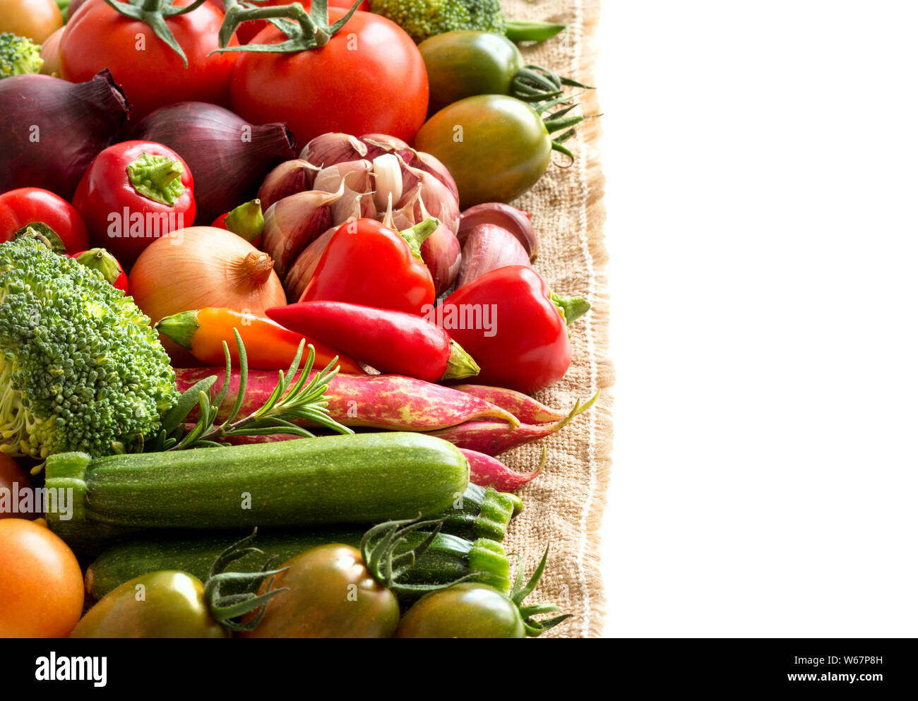 Colorful vegetables border on a white background Stock Photo - Alamy