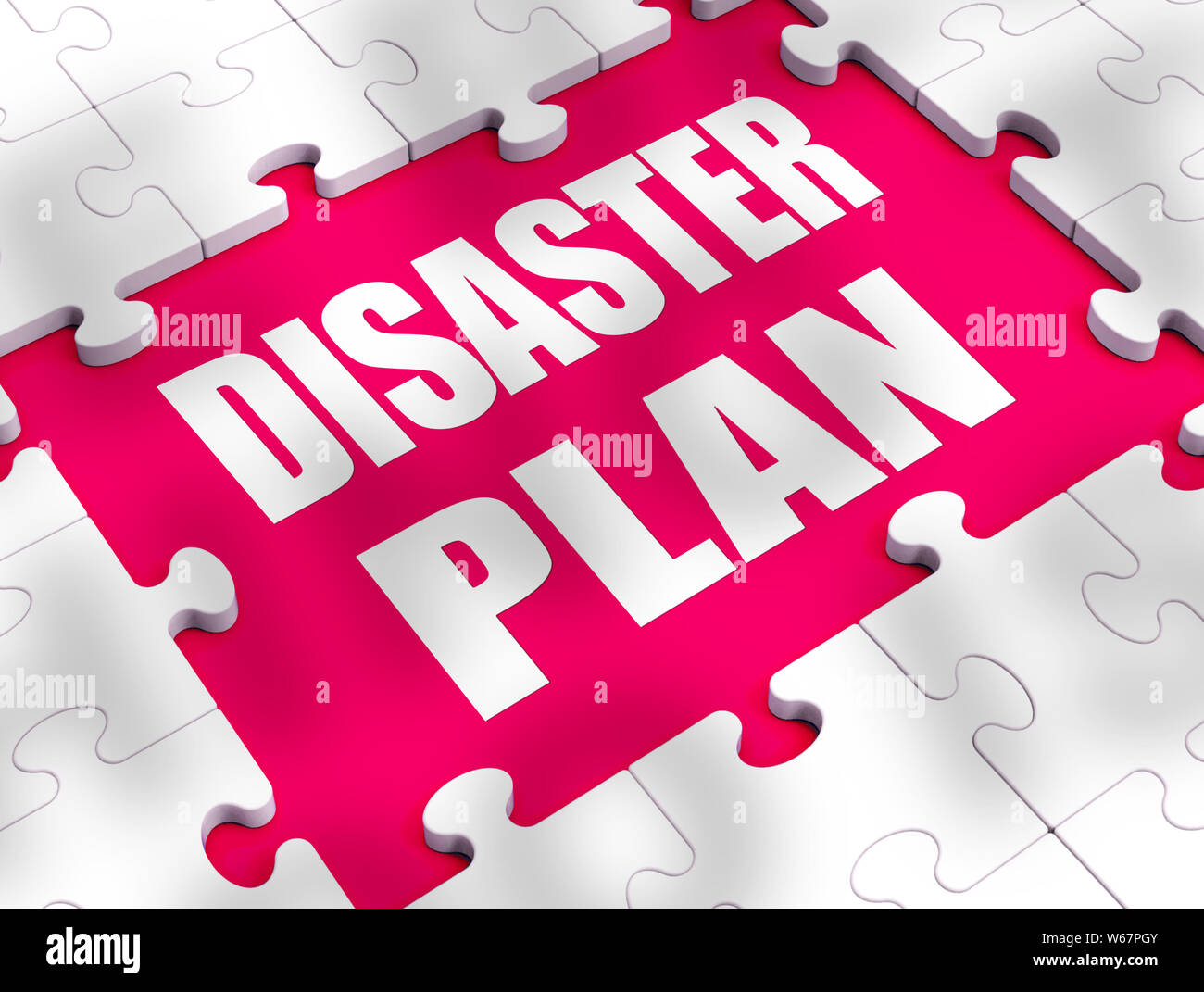 Disaster recovery plan concept mitigating risks and planning ahead. A ...