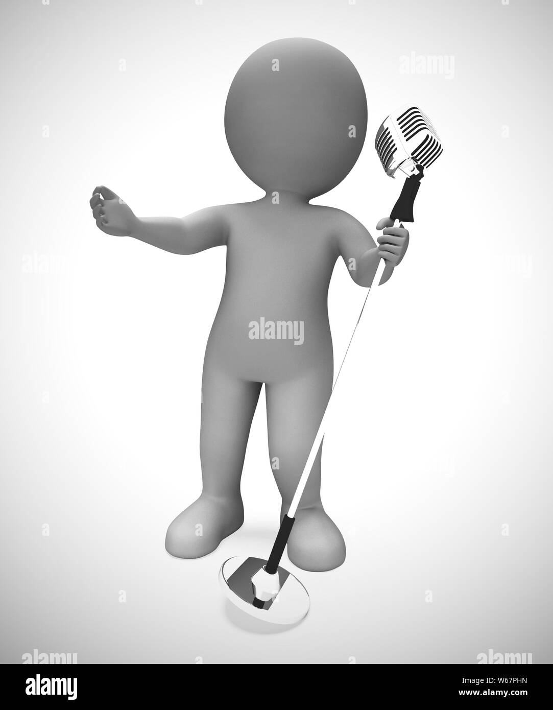 Singer singing songs with a microphone at a concert. The lead recording ...