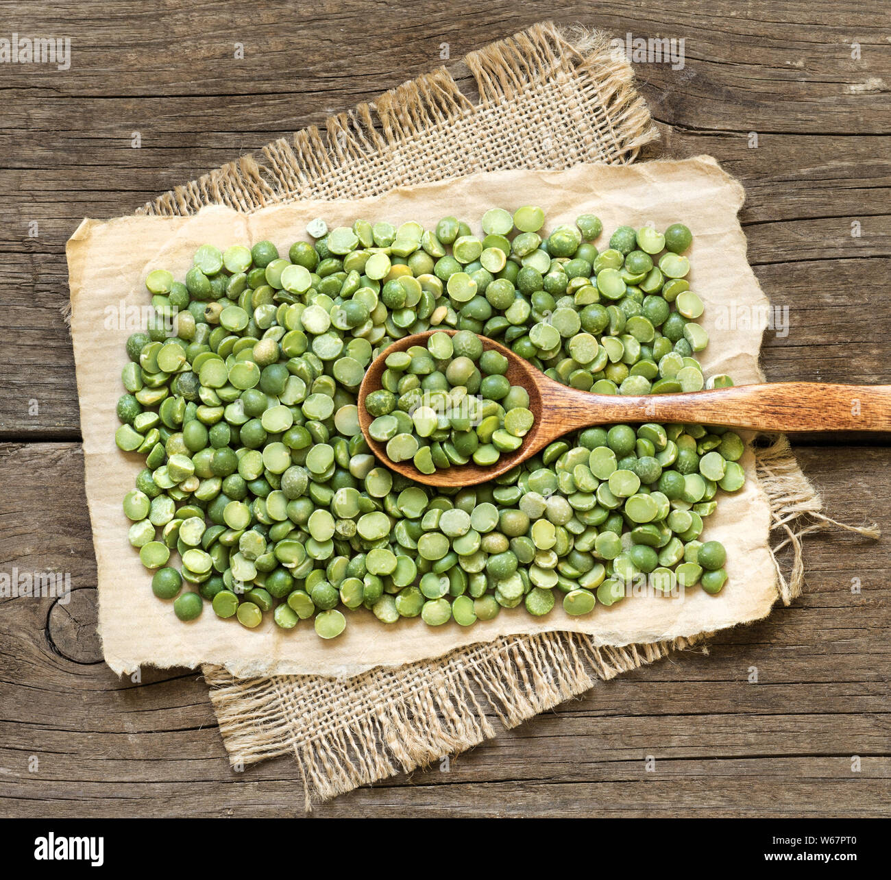 Dried Green Split Peas with a spoon Stock Photo - Alamy