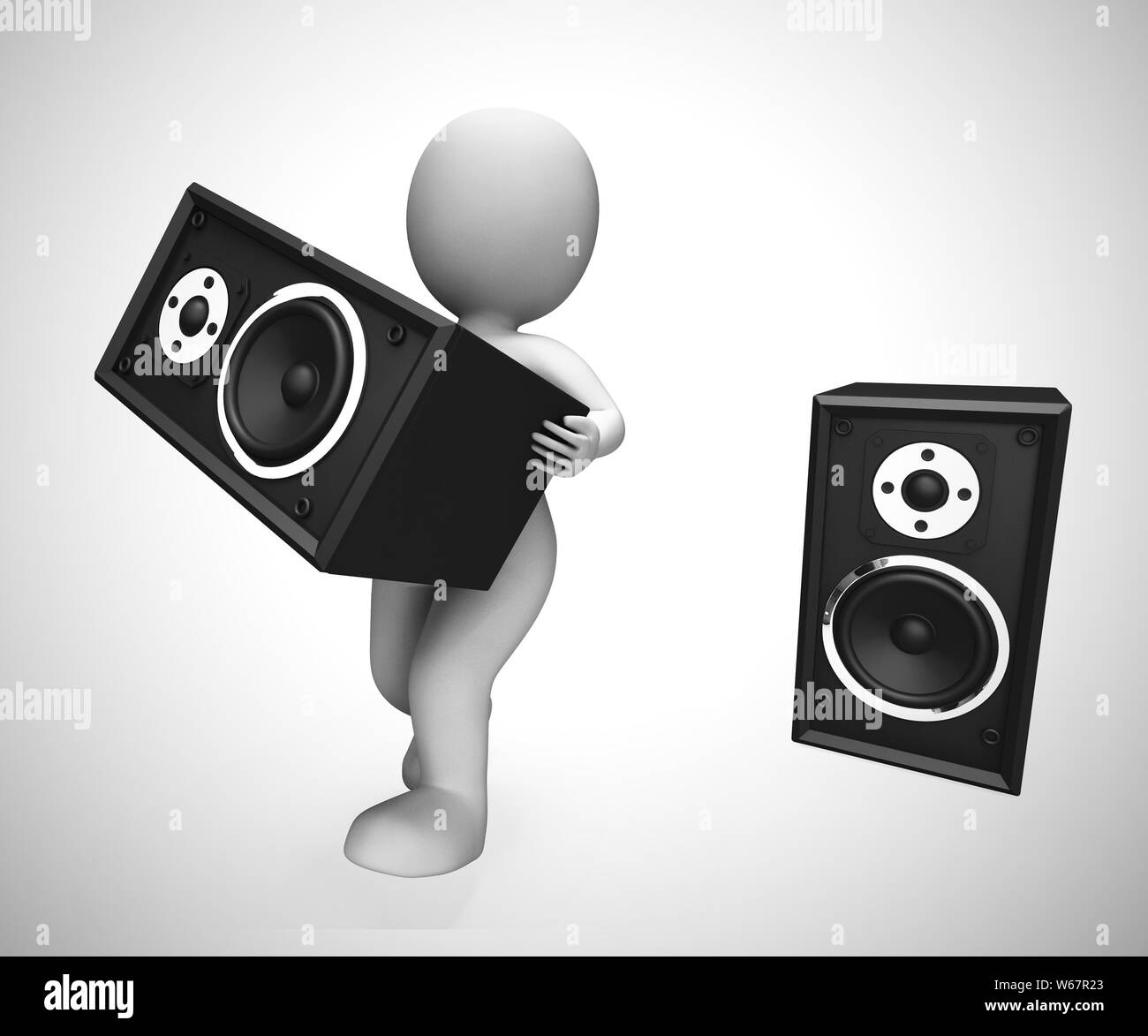 Music speakers playing songs for a musical concert. Loudspeakers for ...