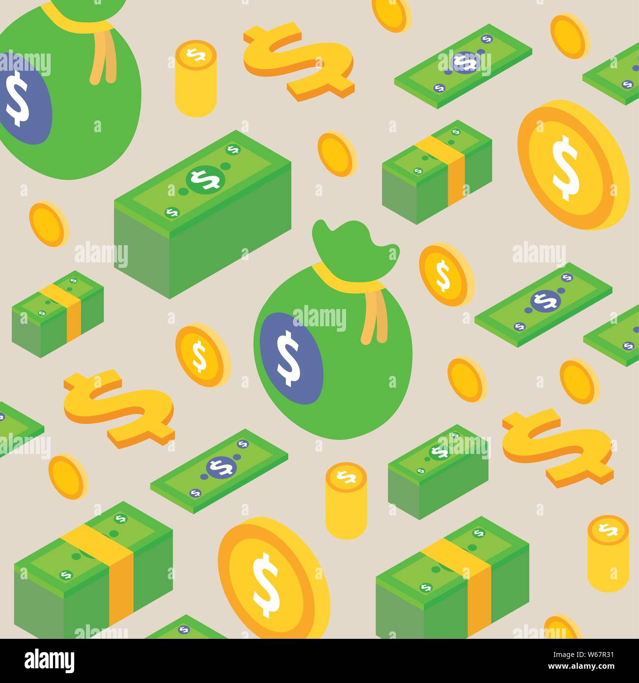 Bills and coins background design Stock Vector Image & Art - Alamy