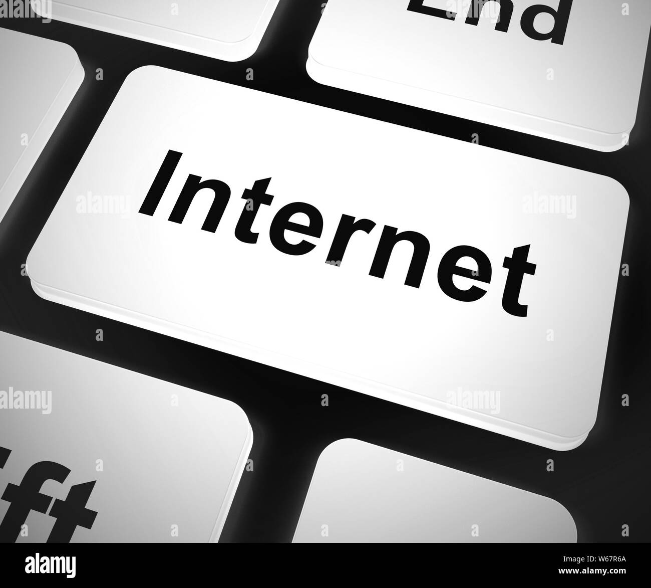 Internet computer key means connected to the World Wide Web. Broadband ...
