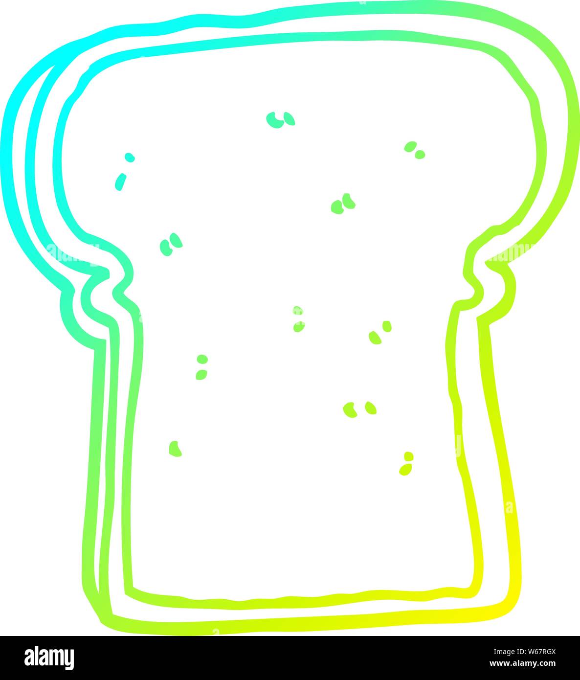 cold gradient line drawing of a cartoon slice of bread Stock Vector ...