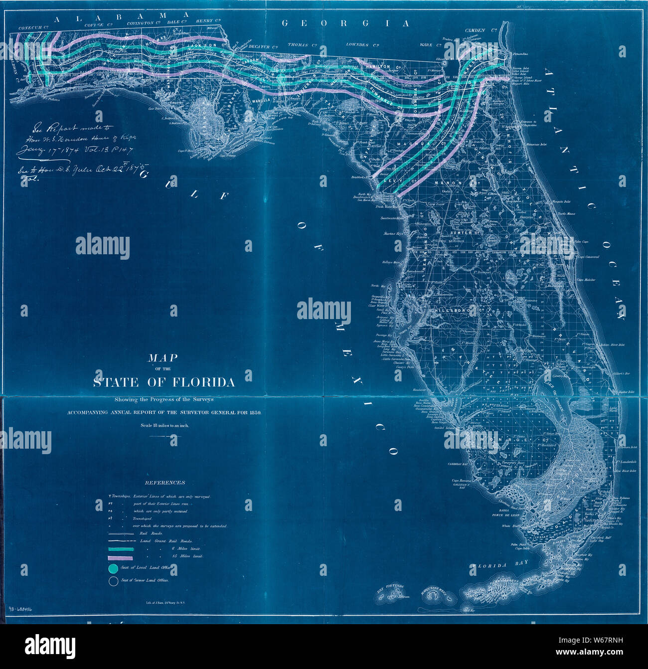 0098 Railroad Maps Map of the State of Florida showing the progress of ...