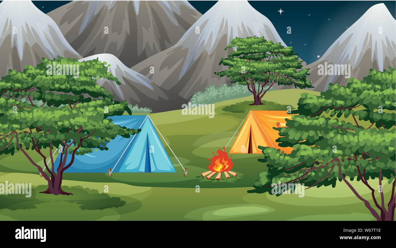 Natural environment scenes landscape illustration Stock Vector Image ...