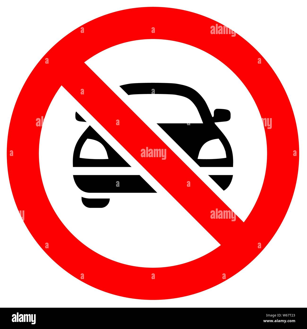 Prohibition sign. Black forbidden symbol in red round shape Stock Photo ...