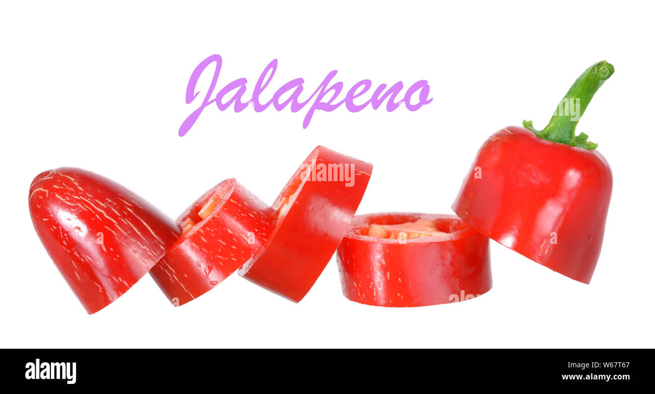chopped red jalapeno pepper isolated on white background Stock Photo ...