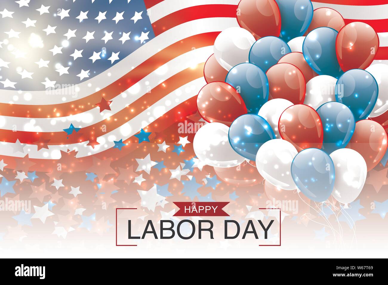Labor Day poster or flyer. USA National September holiday red ...