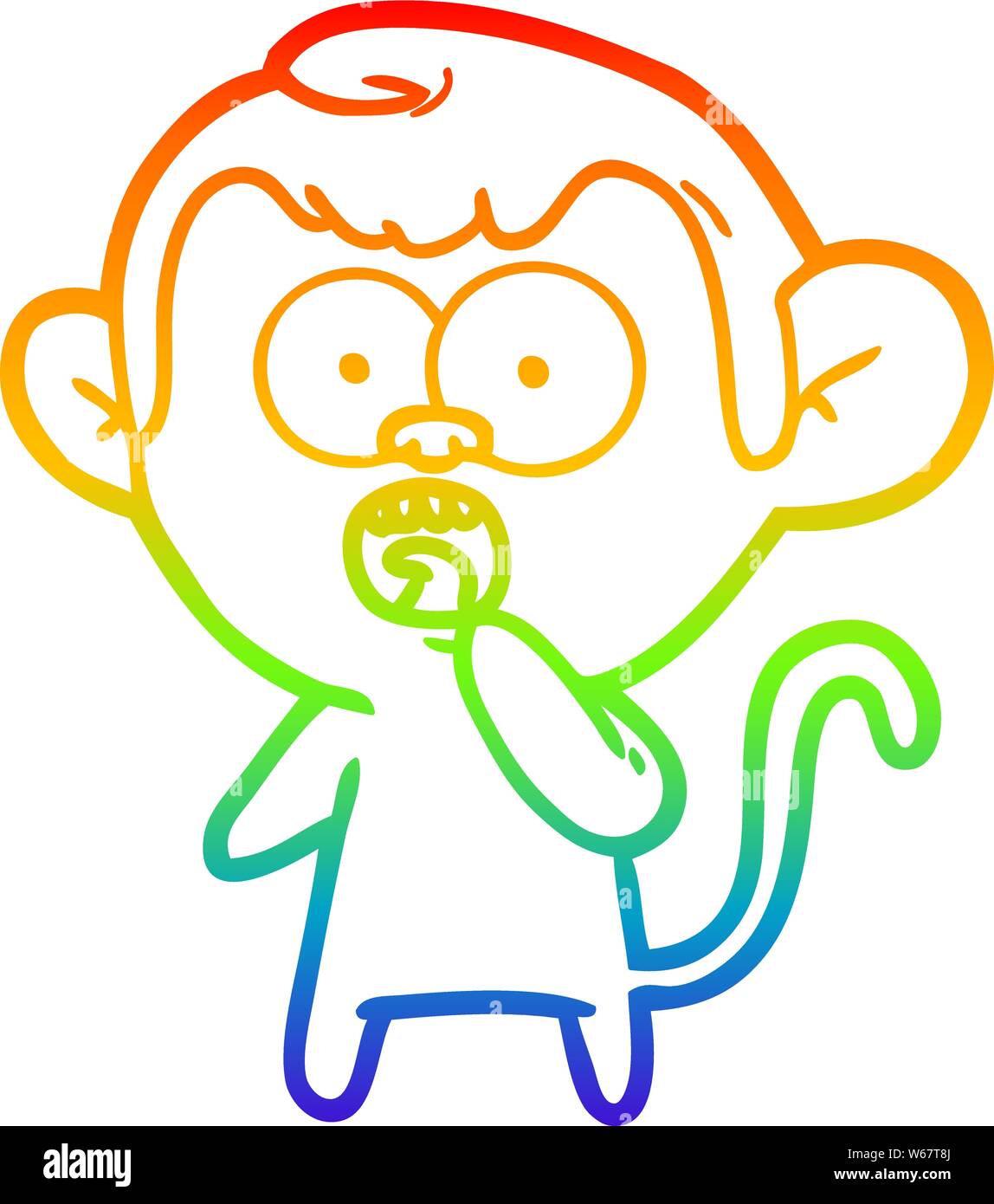 rainbow gradient line drawing of a cartoon shocked monkey Stock Vector ...