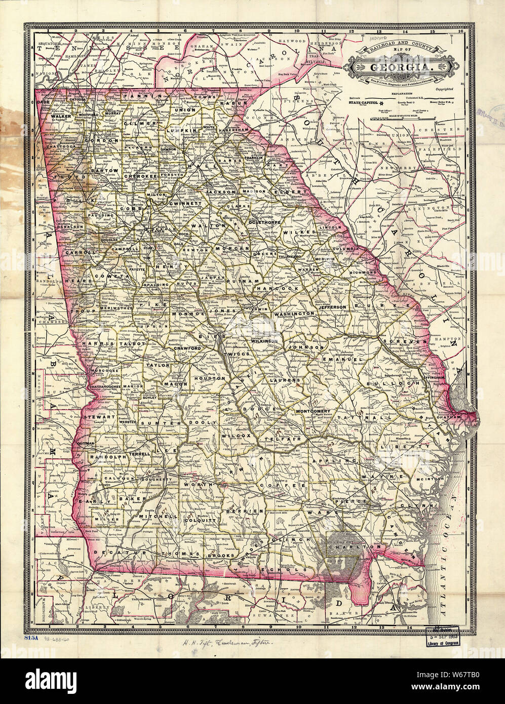 0102 Railroad Maps Indexed railroad and county map of Georgia Rebuild ...