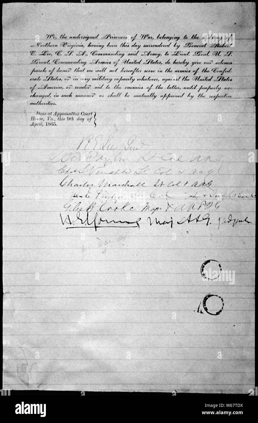 Robert E Lee Surrender Document