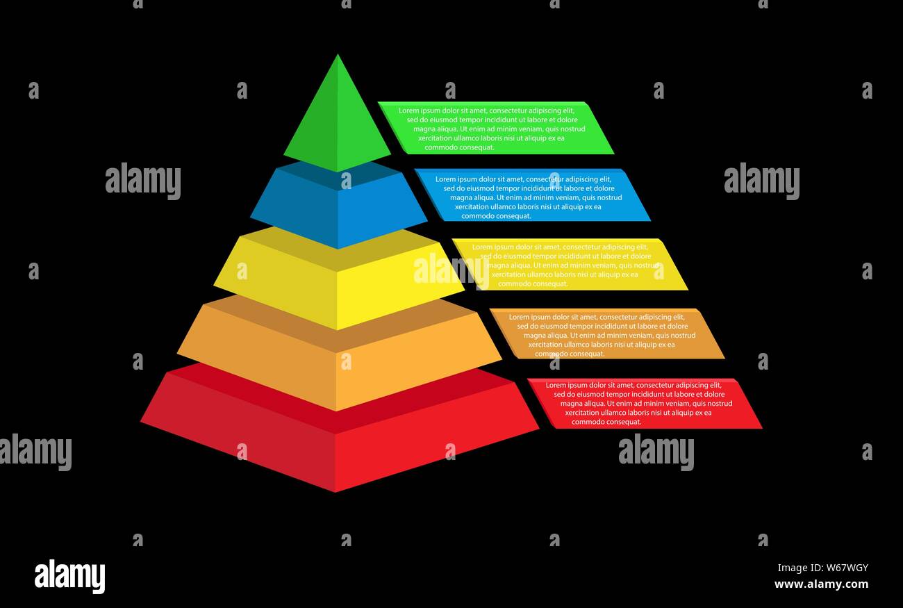 Pyramid of success of five sections. Infographics for presentations of ...