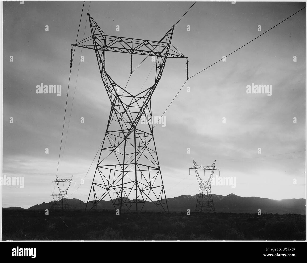Photograph of Transmission Lines in Mojave Desert Leading from Boulder ...