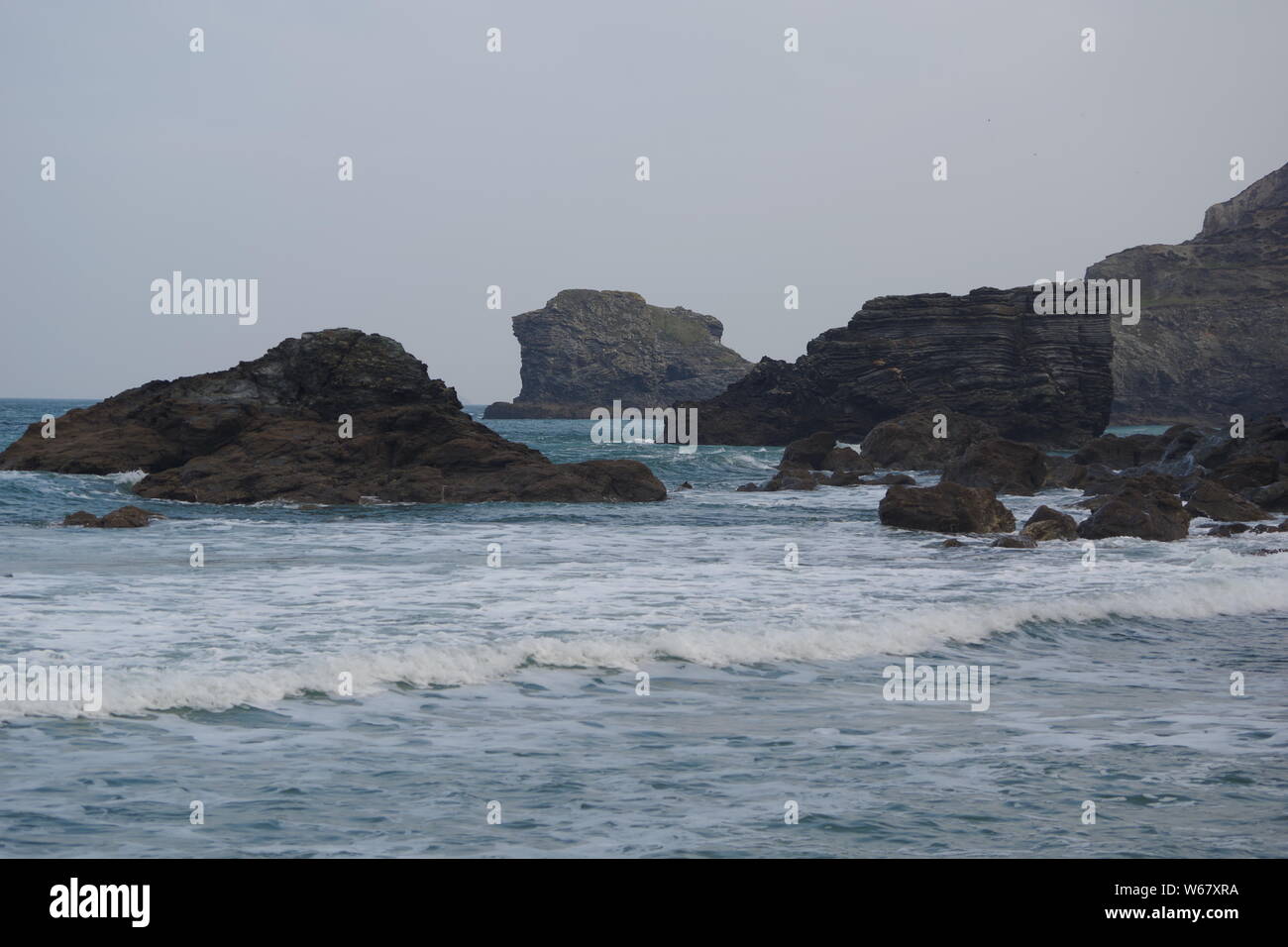 Dramatic Seascape of Rugged north Cornish Coastline at St Agnes. Sea ...