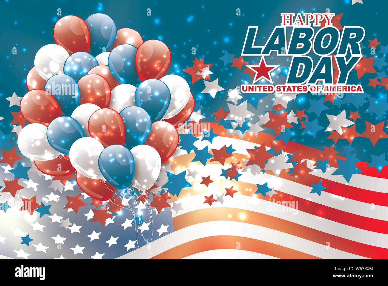 Labor Day poster or flyer. USA National September holiday background ...