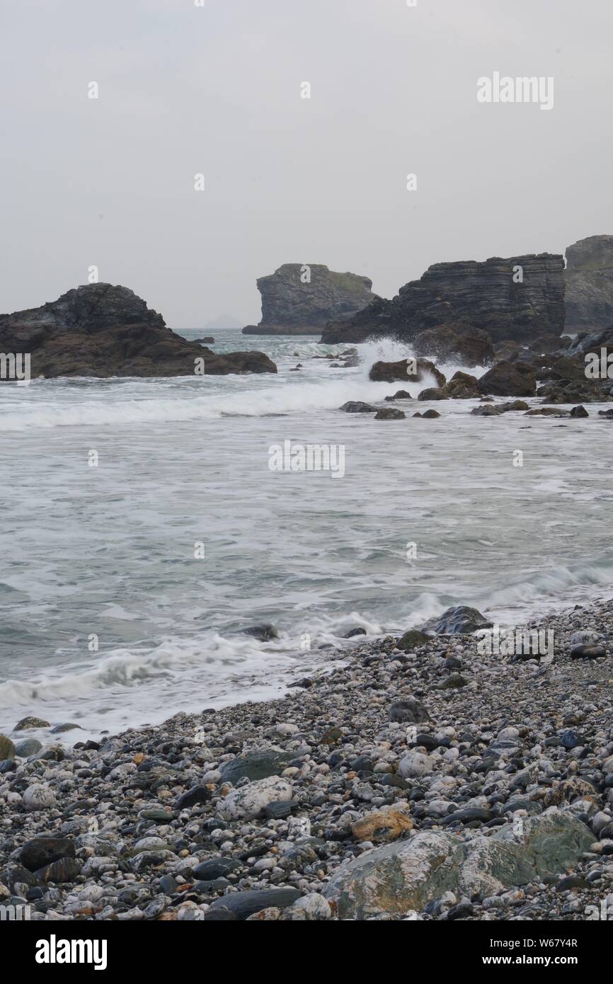Sea Stacks of Metasedimentary Turbidite Geology at Trevaunance Cove ...