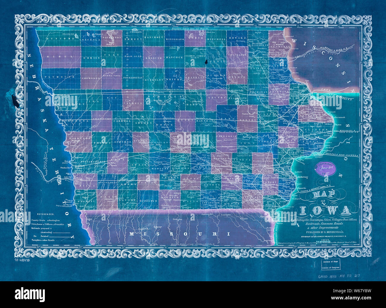 0115 Railroad Maps Map of Iowa exhibiting the townships cities villages ...