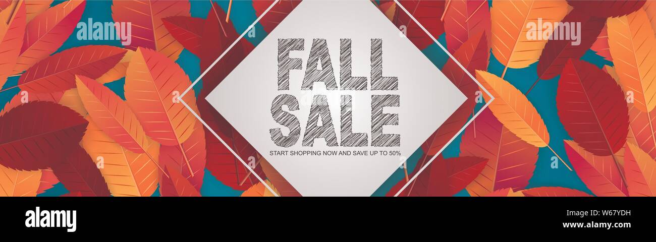 Autumn banner design concept. Fall sale promo template. Vector ...