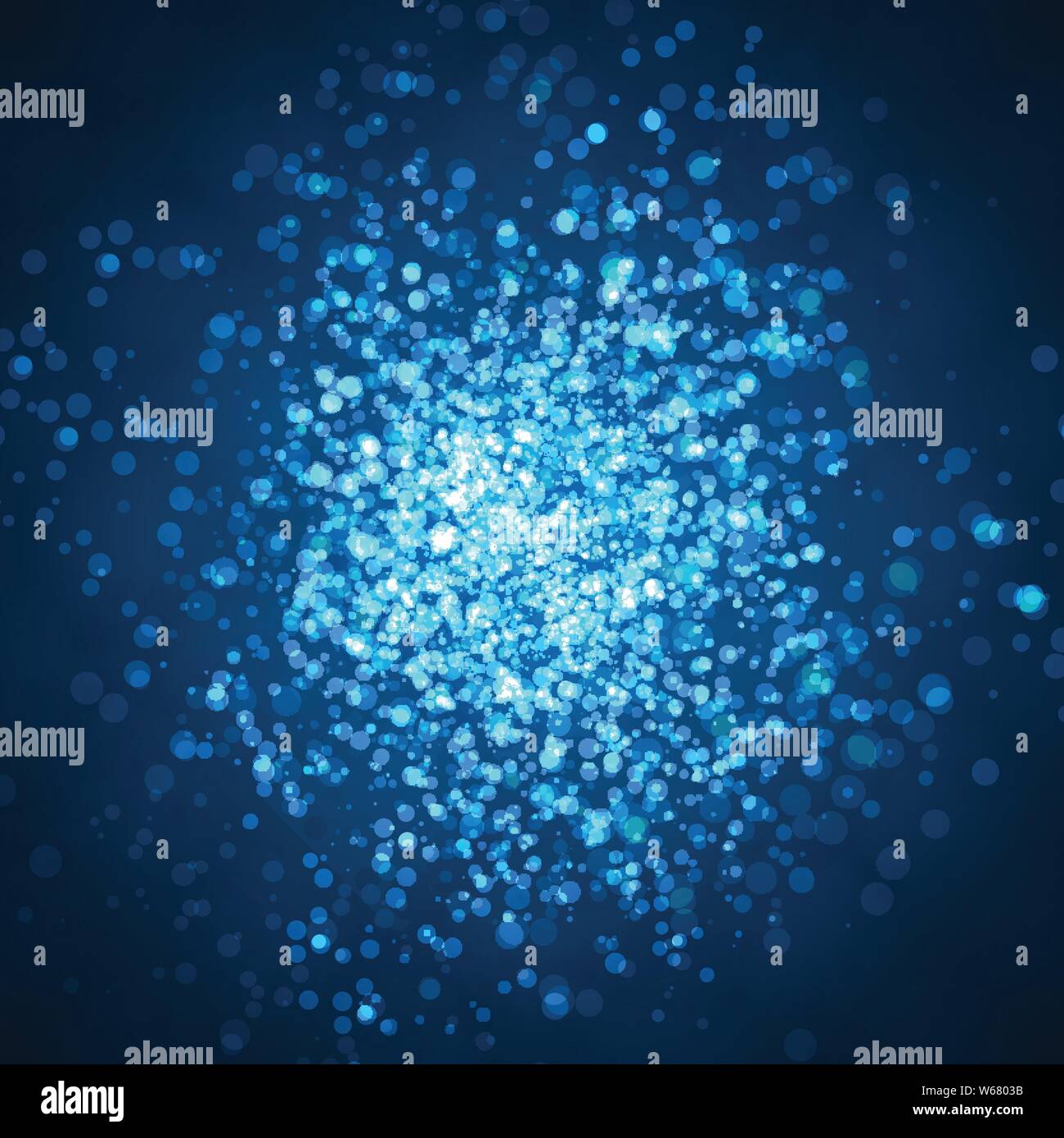 Blue Sparkling Design Template with Abstract, Blurred Background - Bubbly Texture with Bokeh ...