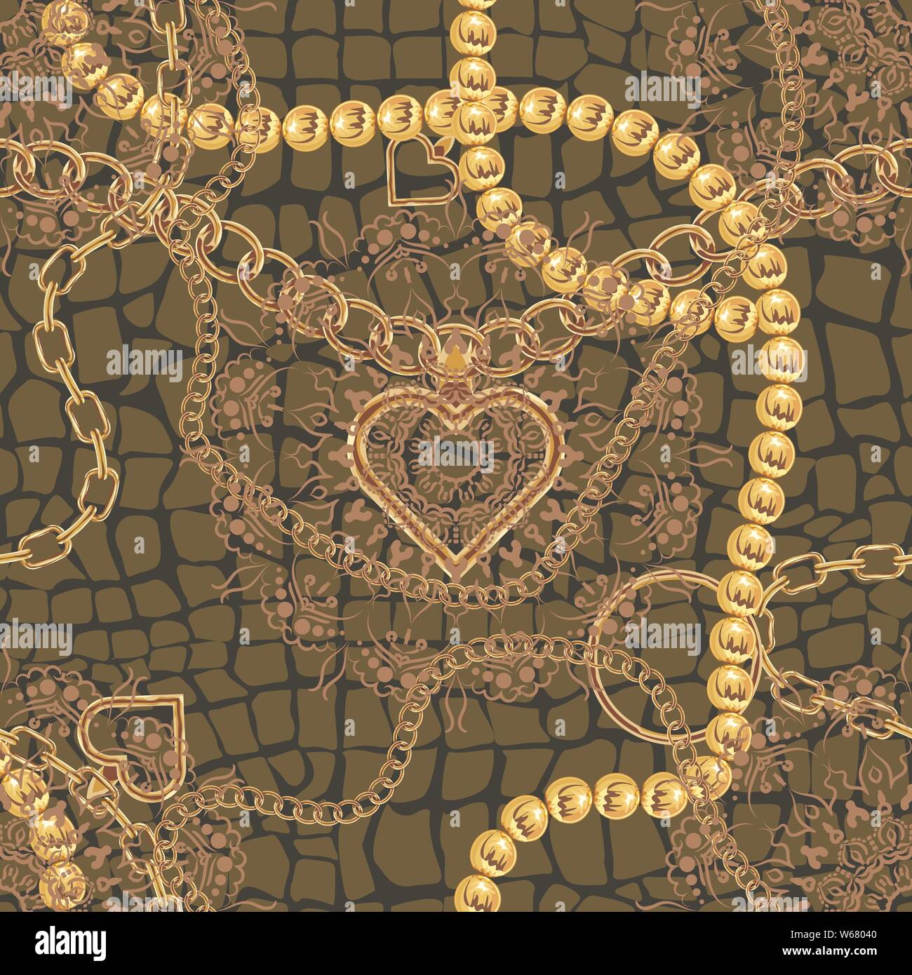 Cute gold chain texture seamless. Flat and solid color vector ...