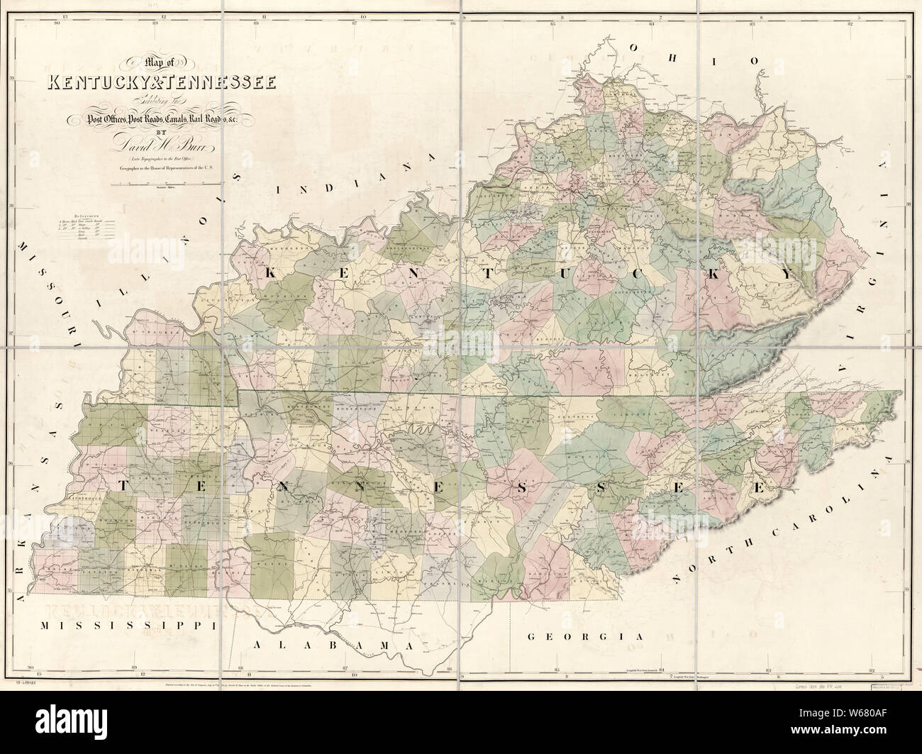 Kentucky tennessee road map hi-res stock photography and images - Alamy