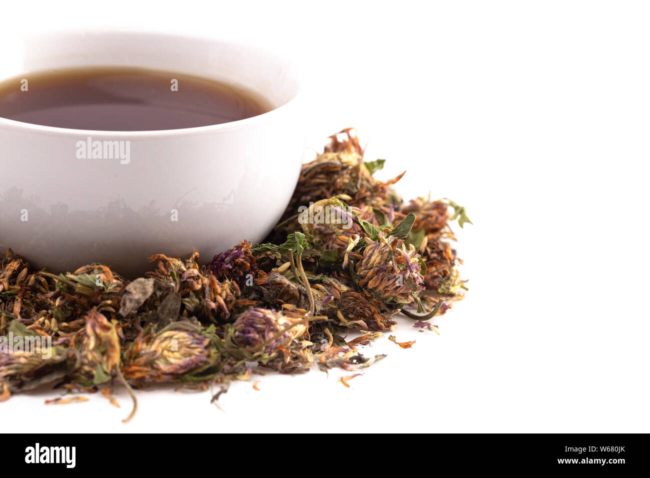 Dried Red Clover Flowers and Leaves Isolated on a White Background ...
