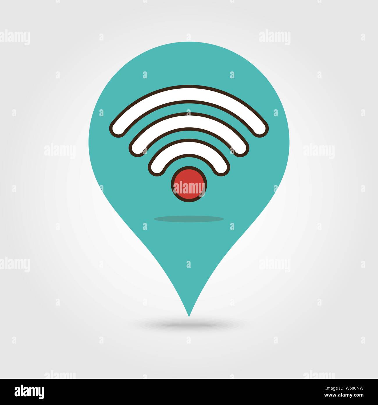 Map marker with Wifi signal icon, map pin, GPS location symbol, wifi ...