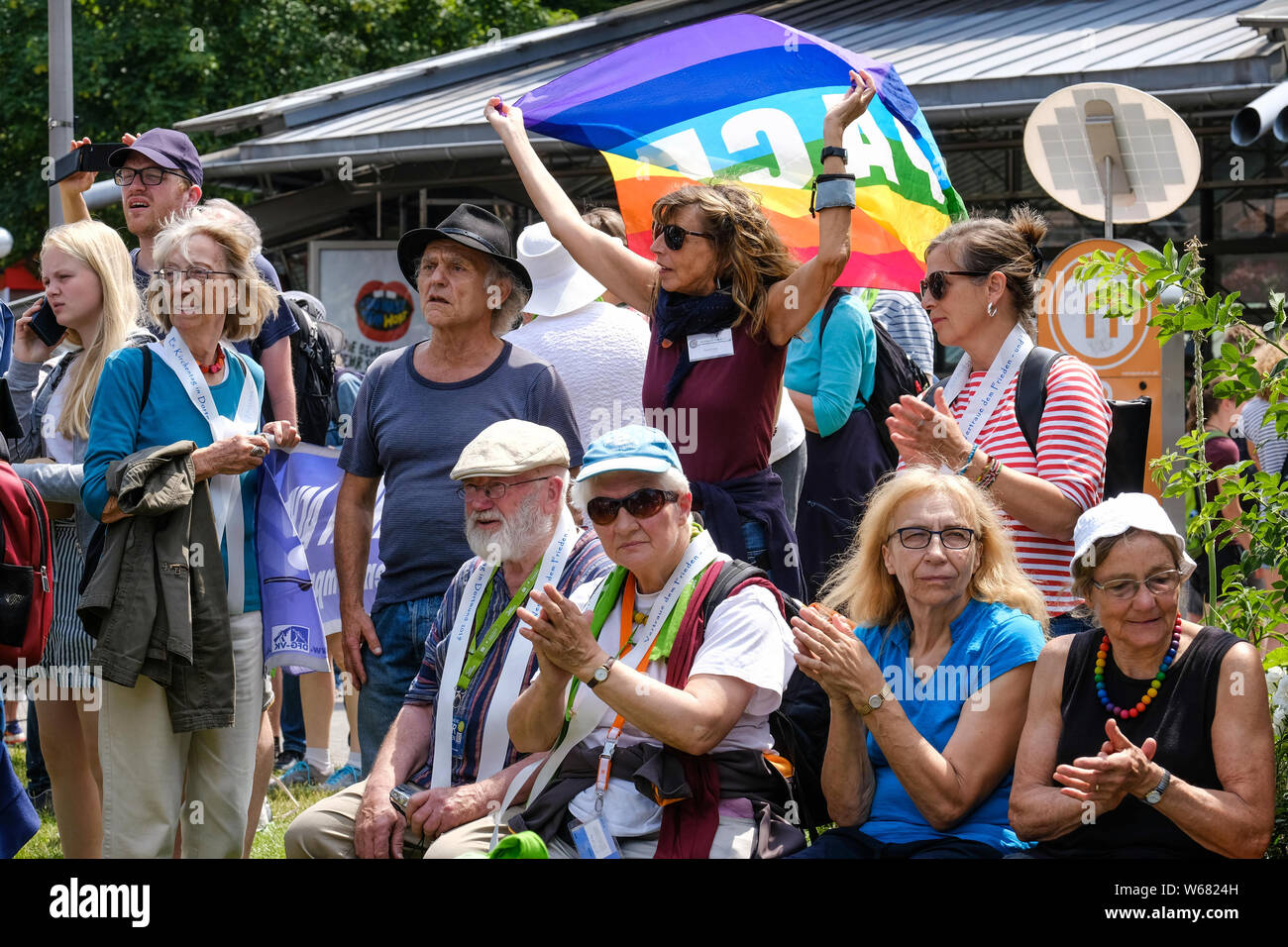 Flag with the slogan hi-res stock photography and images - Alamy