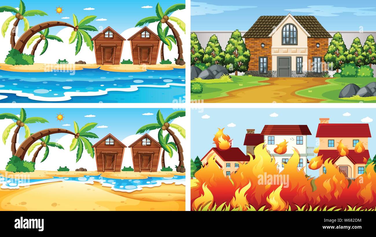 Set of scenes in nature setting illustration Stock Vector Image & Art ...