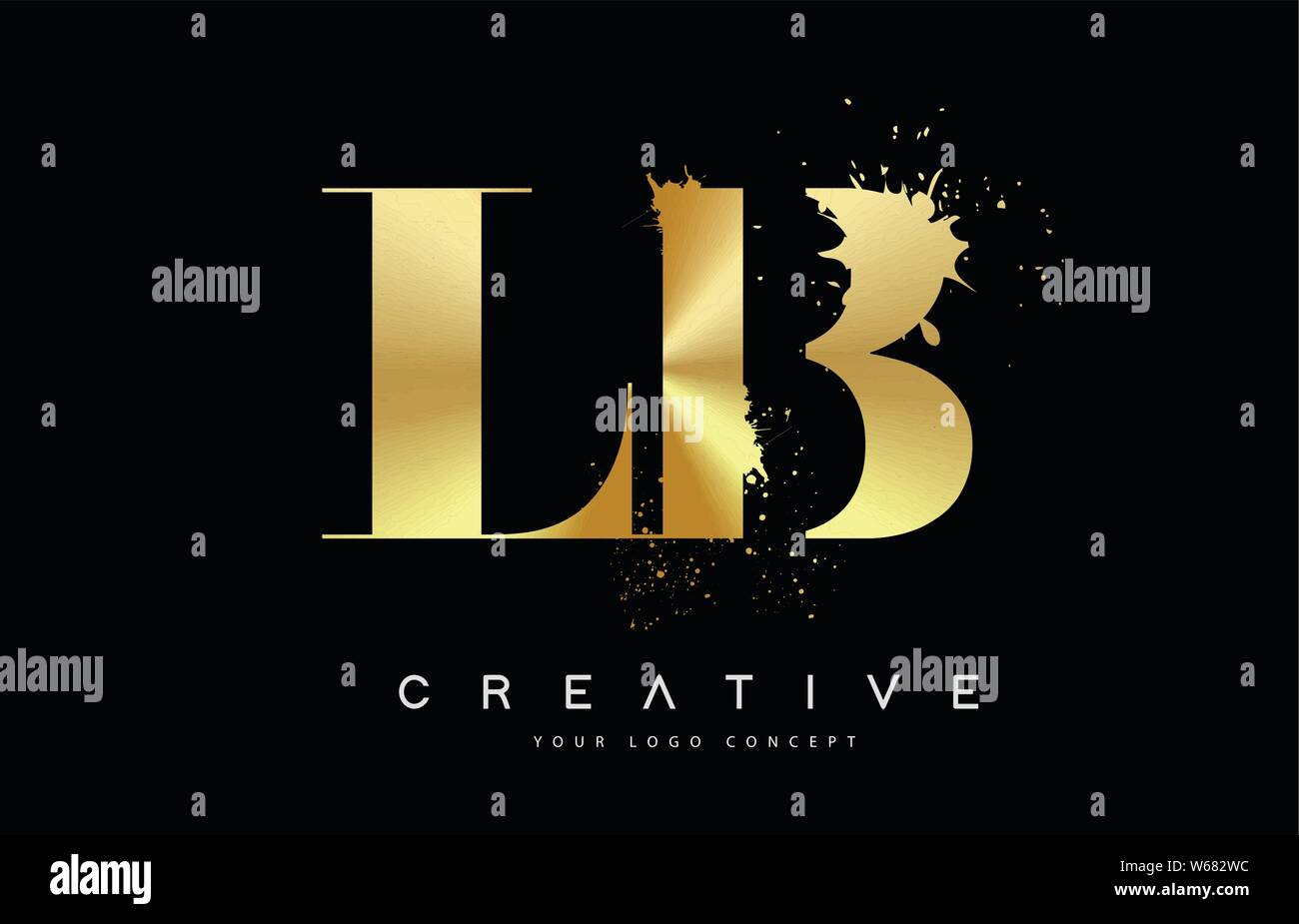 LB L B Letter Logo with Gold Melted Metal Splash Vector Design ...