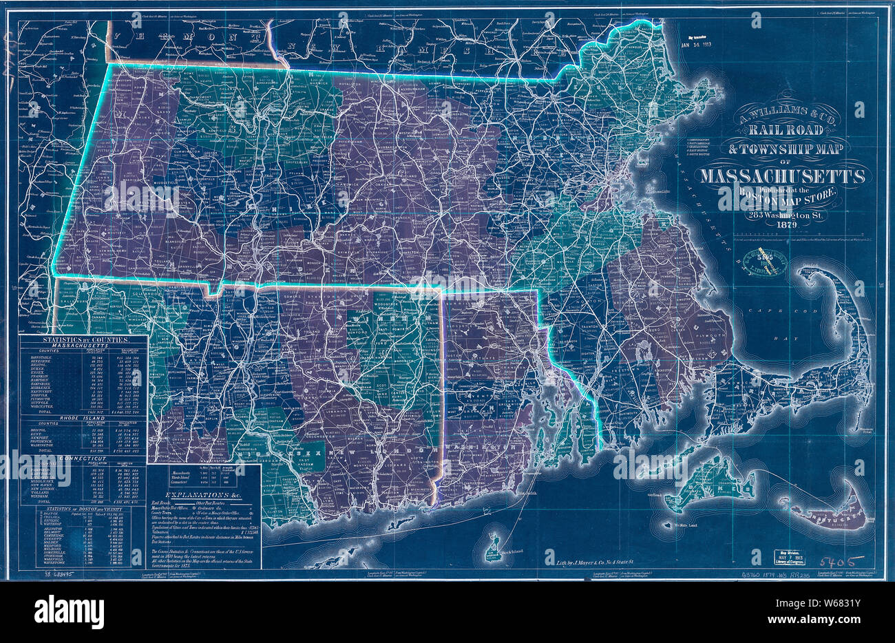 0130 Railroad Maps Rail road township map of Massachusetts published at ...