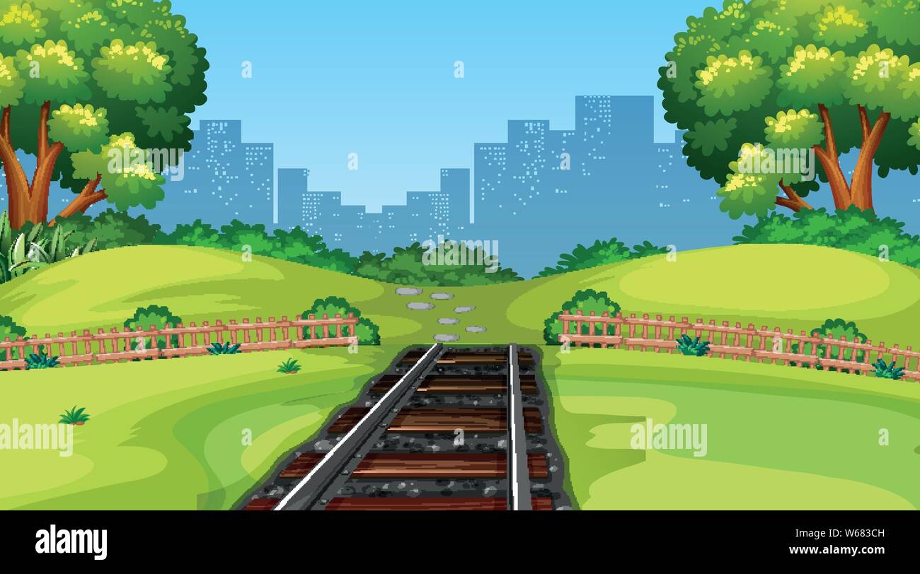 Nature scene landscape template illustration Stock Vector Image & Art ...