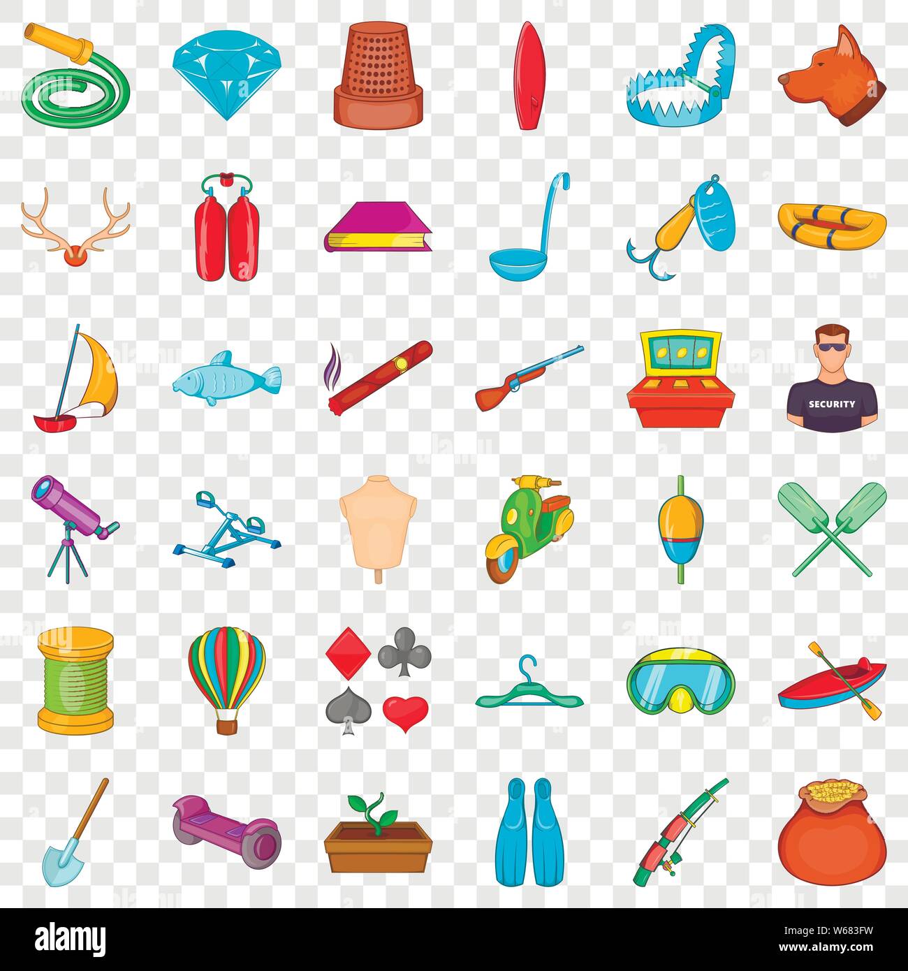 Floating icons set, cartoon style Stock Vector Image & Art - Alamy