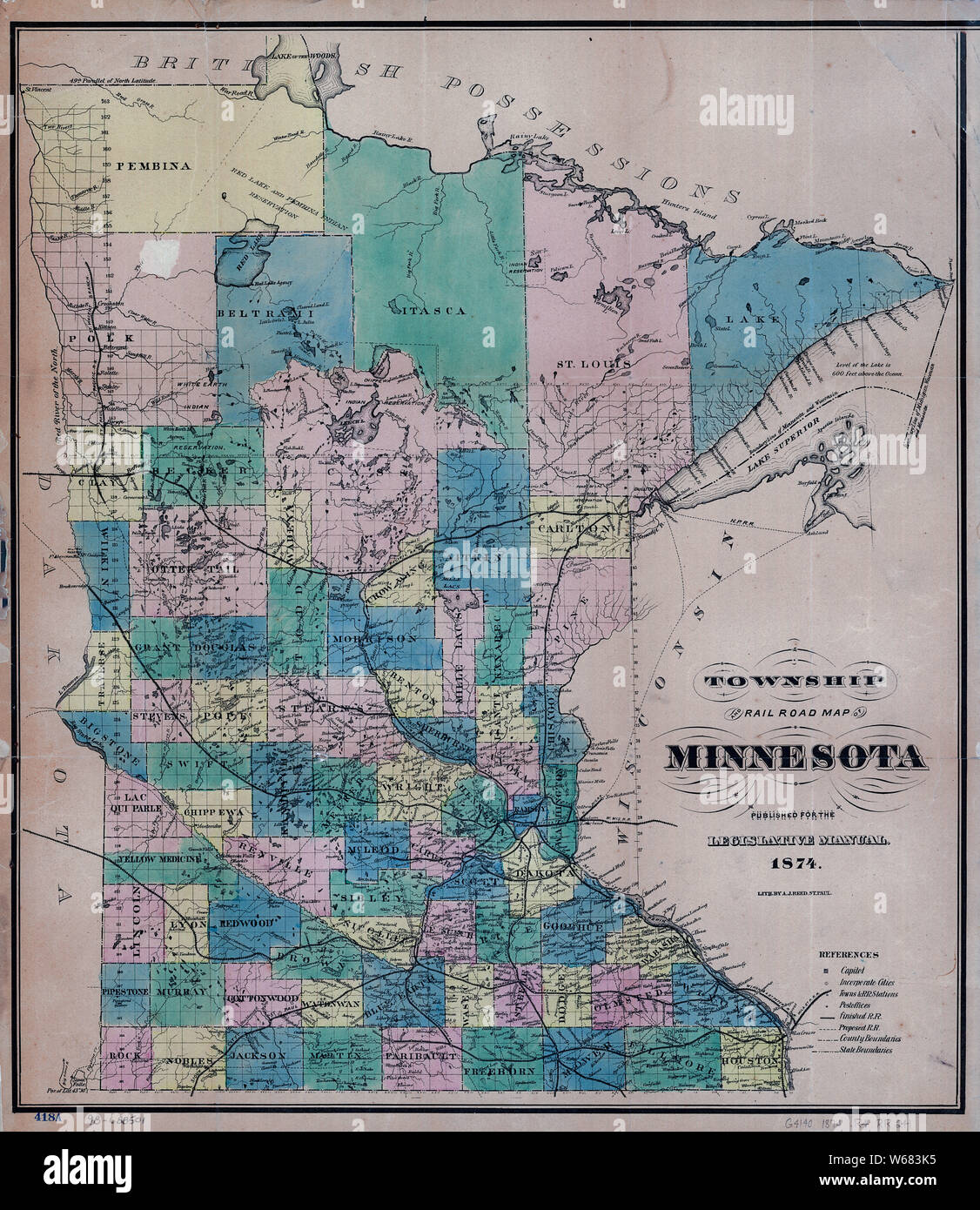 0134 Railroad Maps Township and railroad map of Minnesota published for ...
