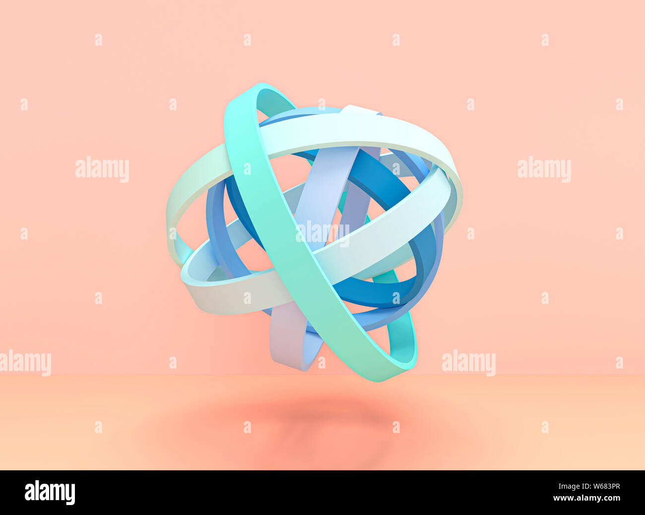 3d image render of concentric rings forming a ball with pastel colors ...