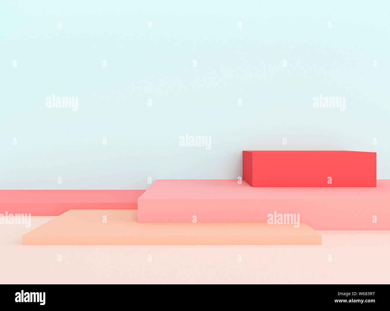 series of geometric figures that form an asymmetrical podium. 3d image ...