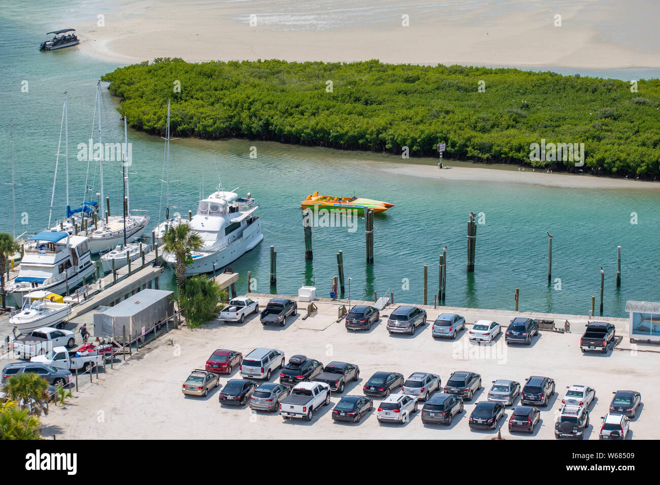 Ponce de Leon Inlet, Florida. July 19, 2019 Partial view of Marina and ...