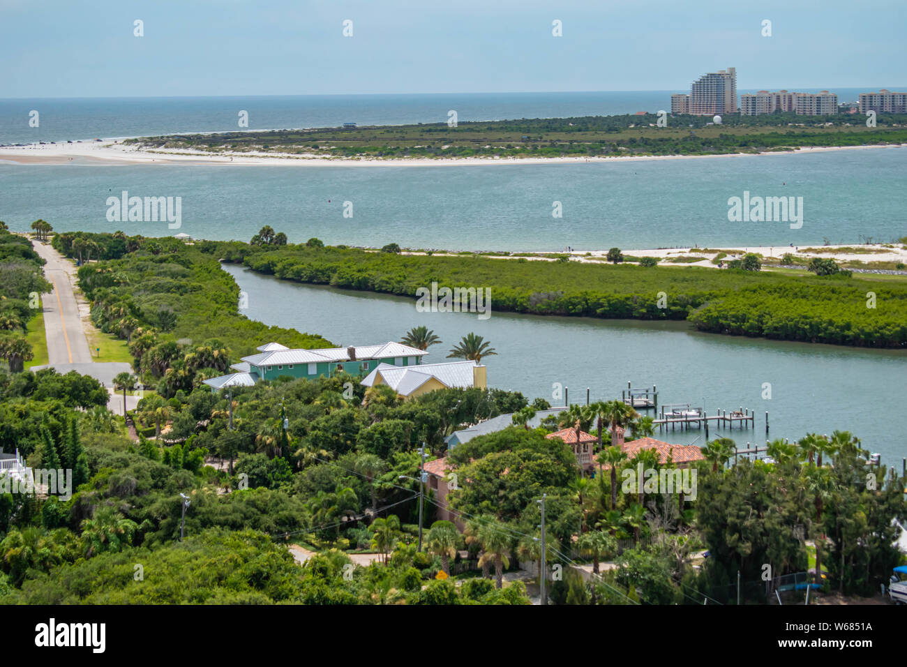 Ponce de Leon Inlet, Florida. July 19, 2019 Partial view of New Smyrna ...