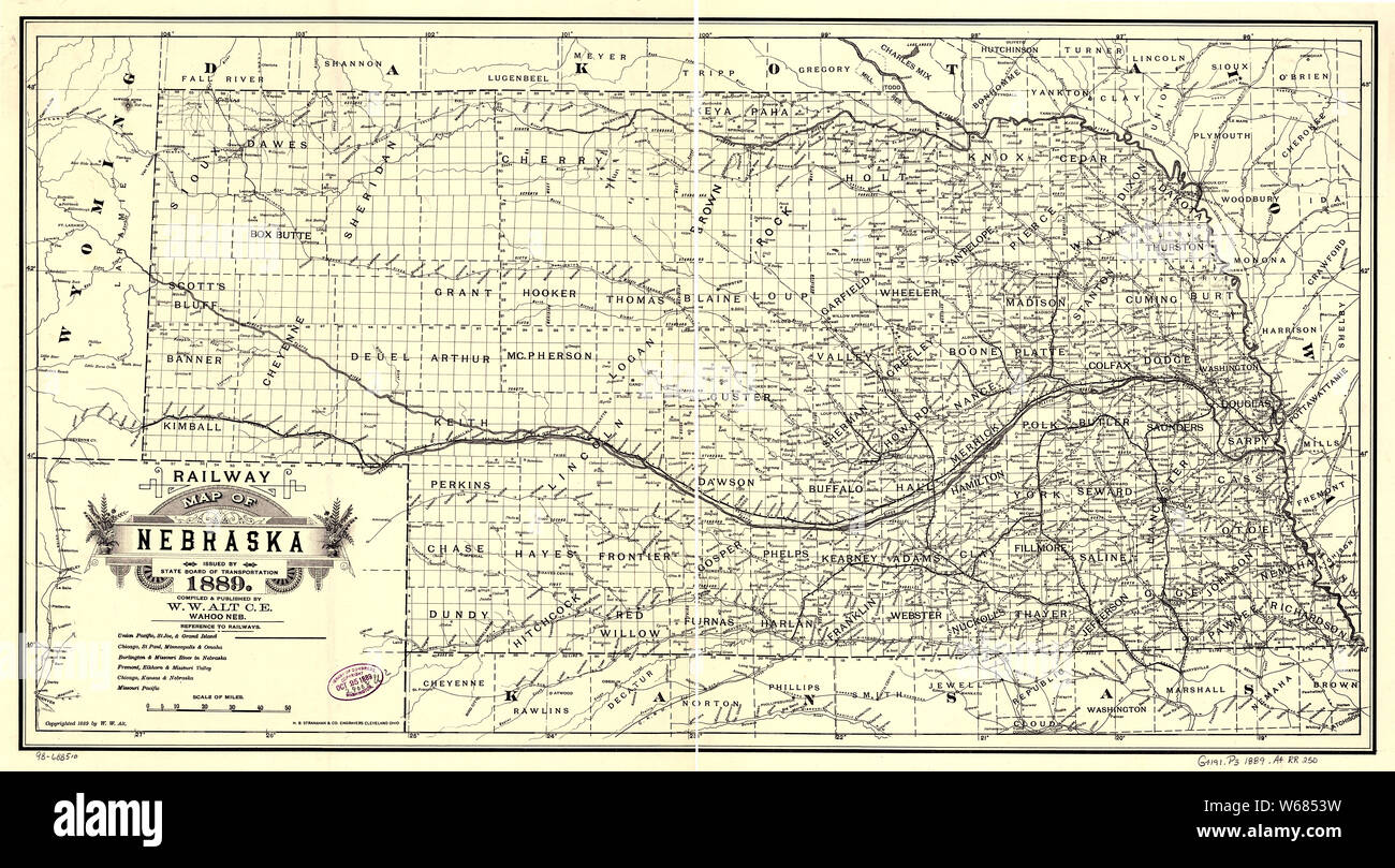 0141 Railroad Maps Railway map of Nebraska issued by State Board of ...