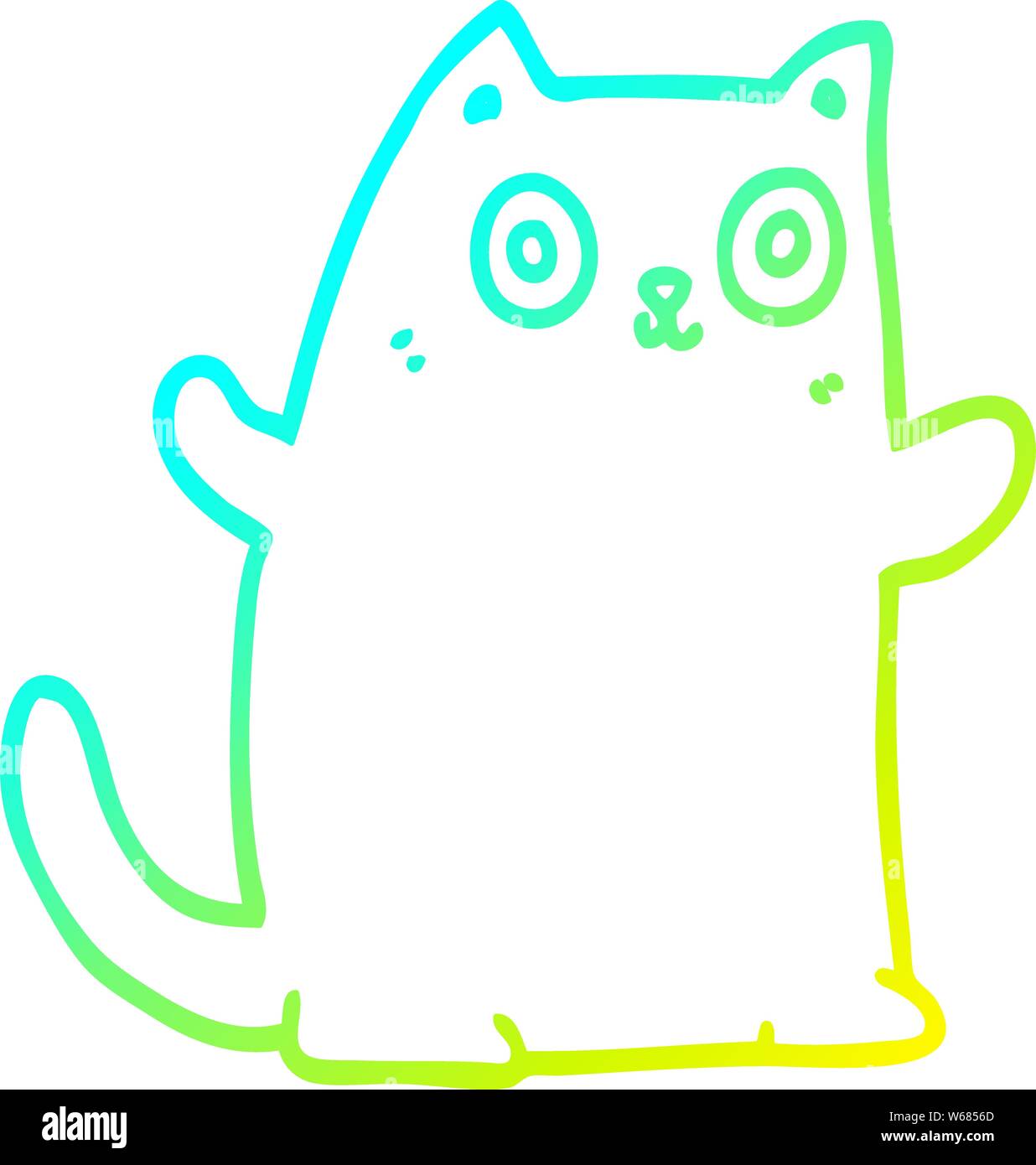 cold gradient line drawing of a cartoon cat Stock Vector Image & Art ...