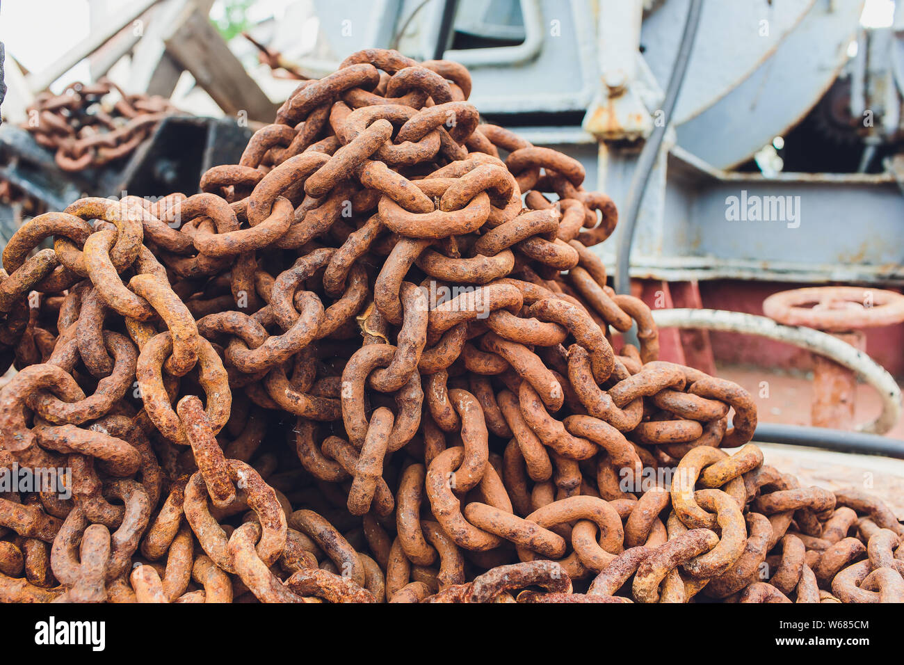 Old industrial chain ropes, the big rusty chains Stock Photo - Alamy