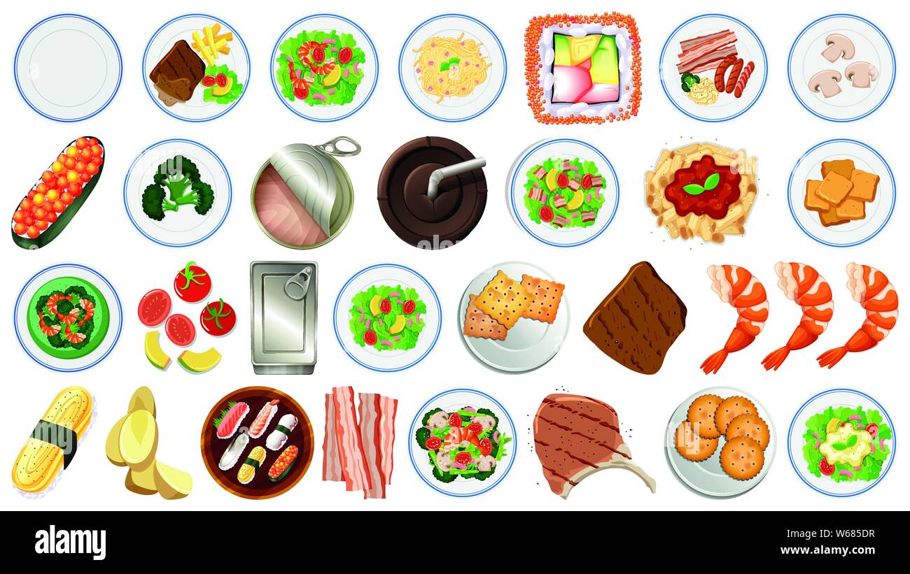 Food collection on white background illustration Stock Vector Image ...