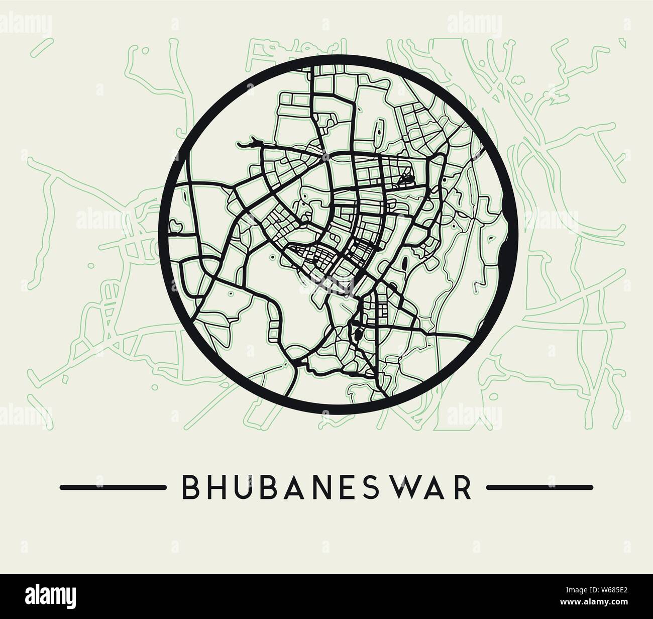 Abstract Bhubaneswar City Map - Illustration as EPS 10 File Stock ...