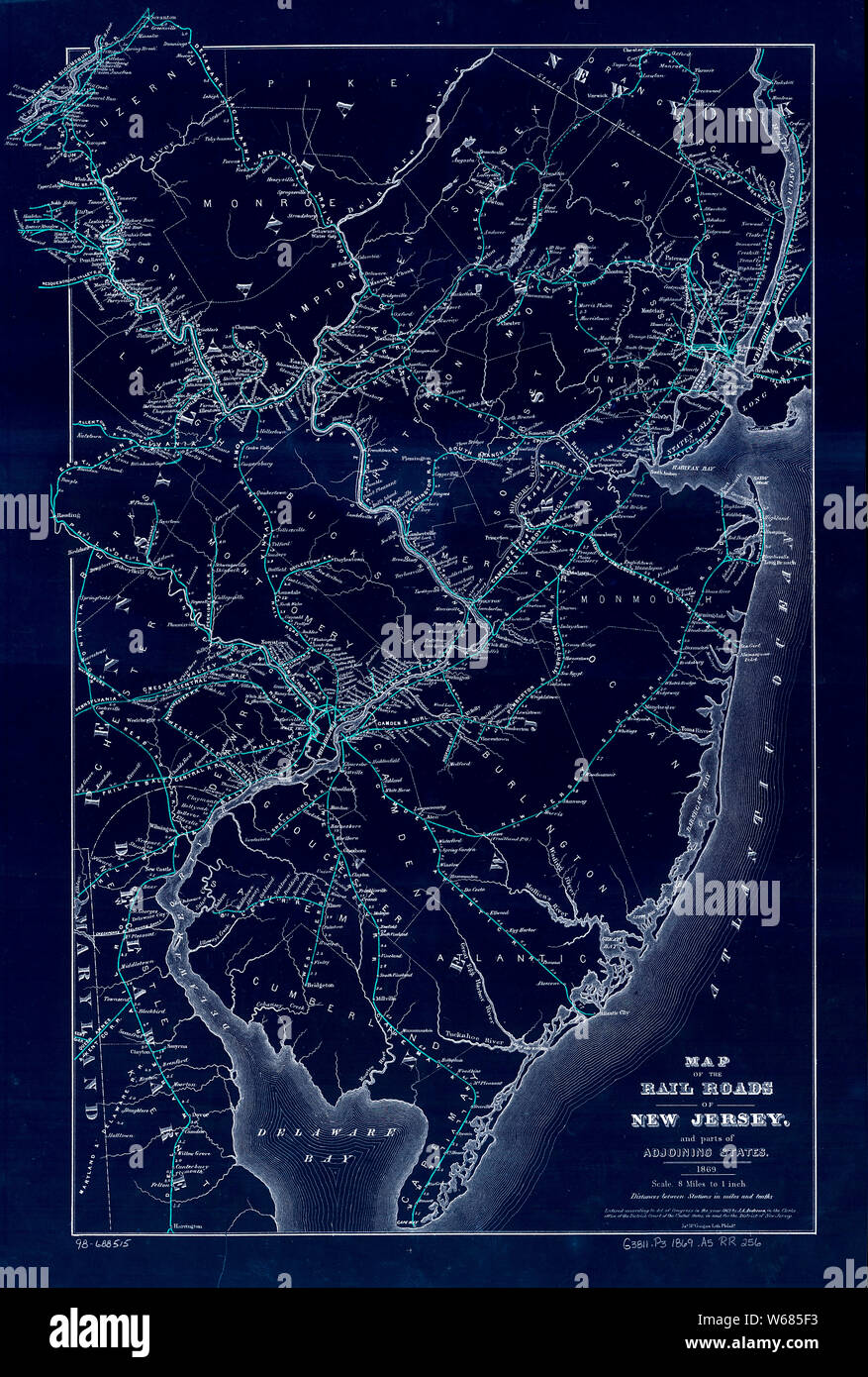 0144 Railroad Maps Map of the rail roads of New Jersey and parts of ...