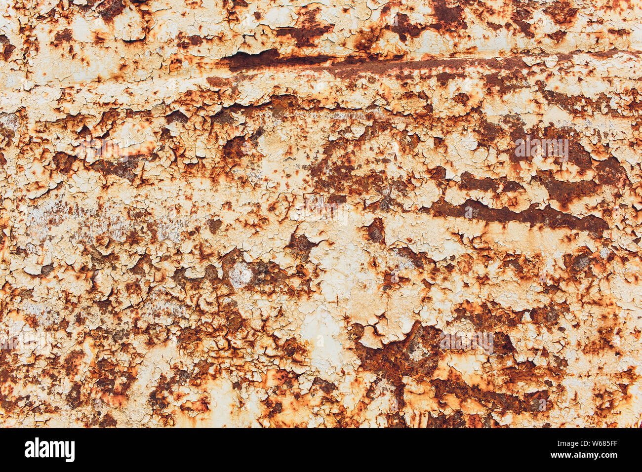 Rusted white painted metal wall. Rusty metal background with streaks of ...