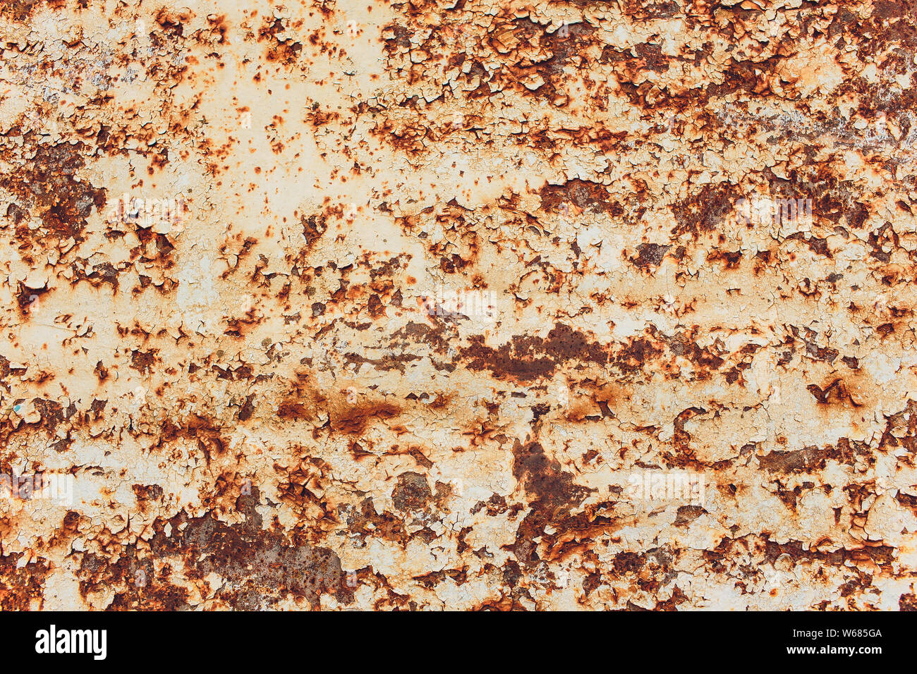 Rusted white painted metal wall. Rusty metal background with streaks of ...