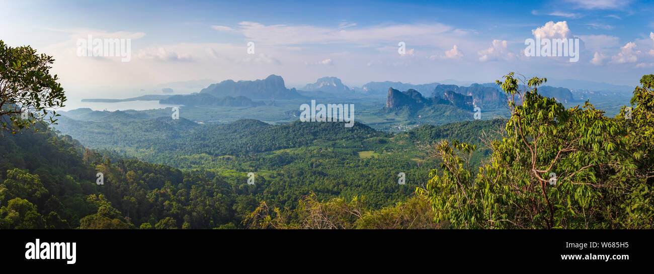 Landscape in the northern Krabi area seen from Tab Kak Hang Nak Hill ...