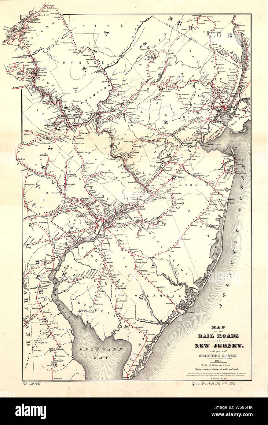 0144 Railroad Maps Map of the rail roads of New Jersey and parts of ...