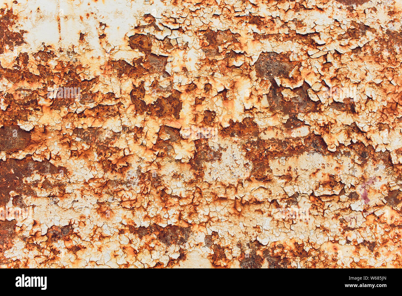 Rusted white painted metal wall. Rusty metal background with streaks of ...